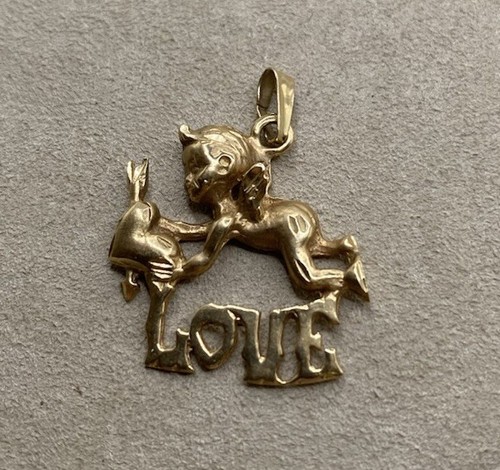 14K Yellow Gold Cupid Love Heart Pendant Charm 2.5 grams | eBay