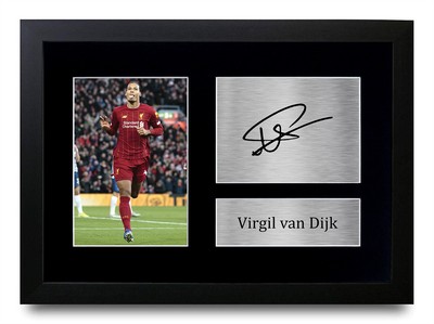 Virgil Van Dijk Signed A4 Framed Printed Autograph Liverpool LFC Print ...