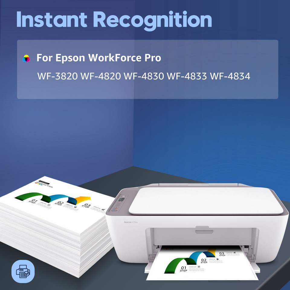 1-2PK 822XL T822 Black Ink for Epson WorkForce WF-4834 WF-4820 WF-4830 ...