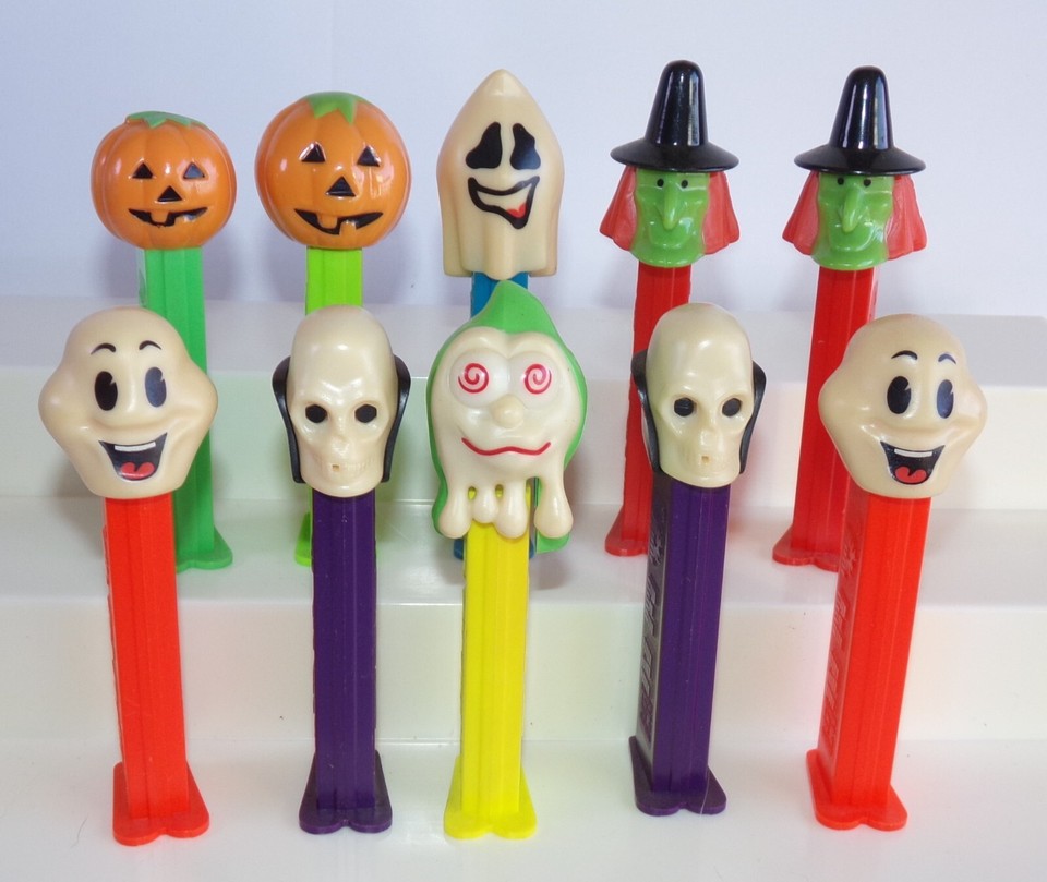 PEZ Halloween Witch Pumpkin Skull Ghost Neil Slimy Sid Happy Henry ...