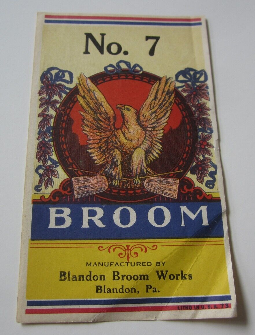 Old Vintage - No. 7 - BROOM LABEL - Blandon Broom Works - PA. | eBay