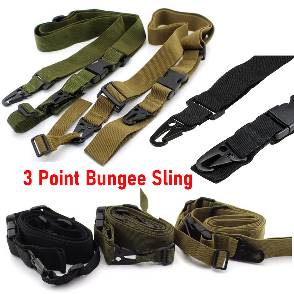 Tactical One Single Point / Two / Three Point Sling Strap Bungee Rifle ...