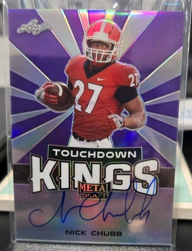 2018 Nick Chubb Leaf Metal Touchdown Kings Auto on Card RC # /25 Purple ...