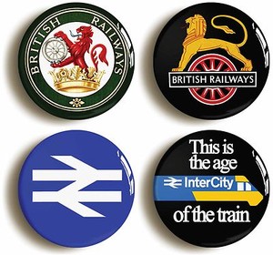 4 x BRITISH RAIL RAILWAYS RETRO LOGO BADGES BUTTONS PINS (1inch/25mm ...