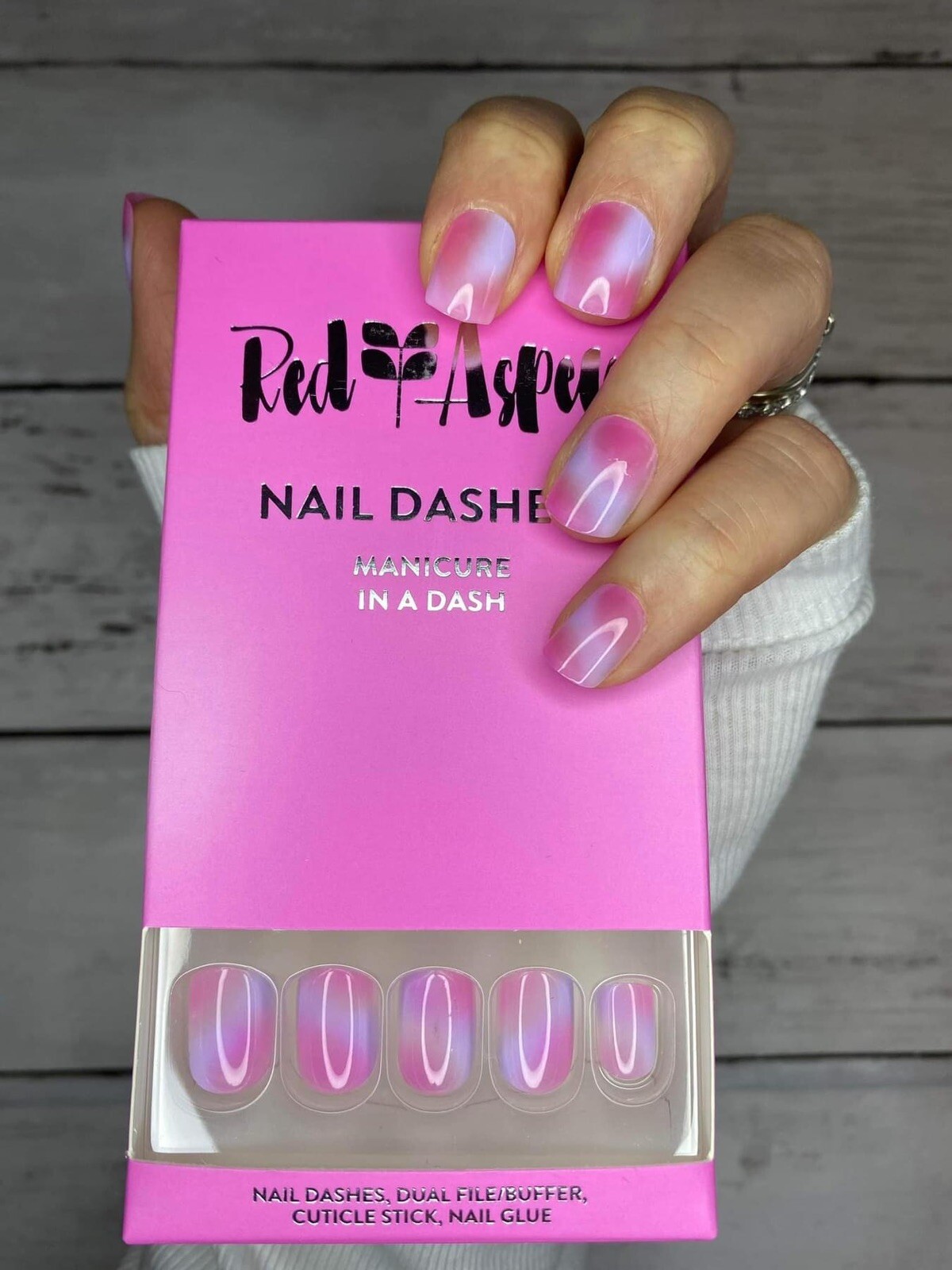 RED ASPEN Amethyst Glow Nail Dashes 24 Pop On Short Square 0-9 | eBay