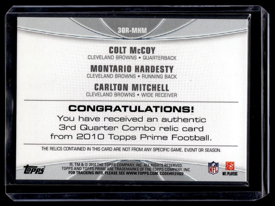 2010 Topps Prime #3QR-MHM McCoy /Hardesty /Mitchell 3rd Quarter Relics ...
