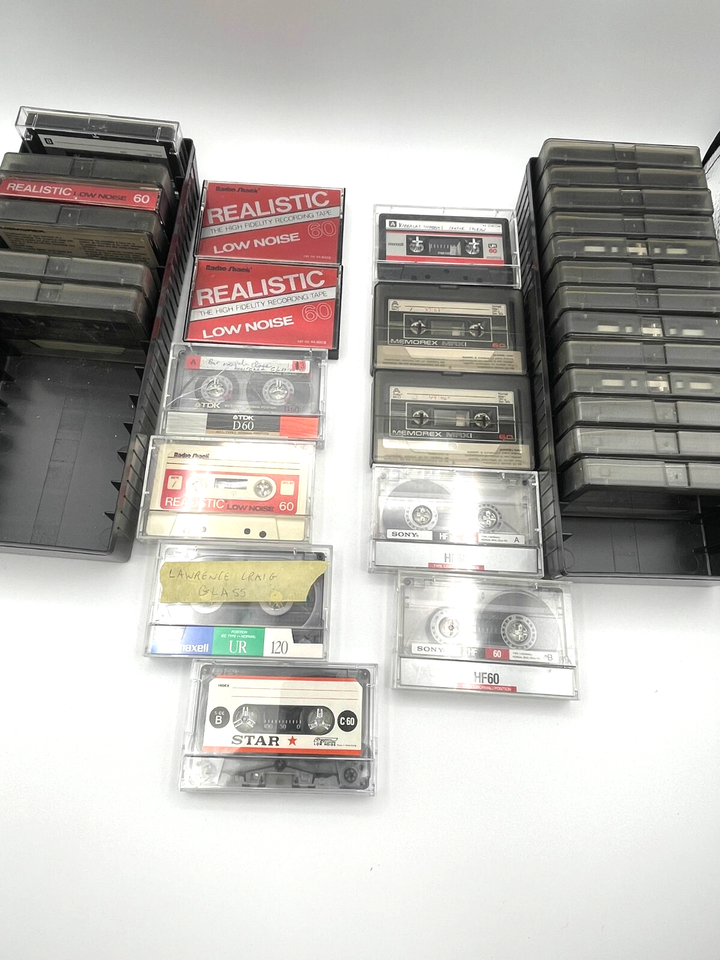 Lot of 30 Used Blank Cassette Tapes w/ 2 Plastic Storage Cases – Mixed ...