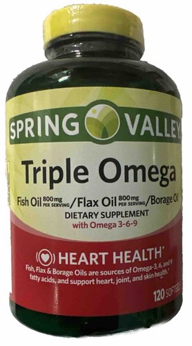 Spring Valley Triple Omega Fish Oil Dietary Supplement Softgels 150 ...