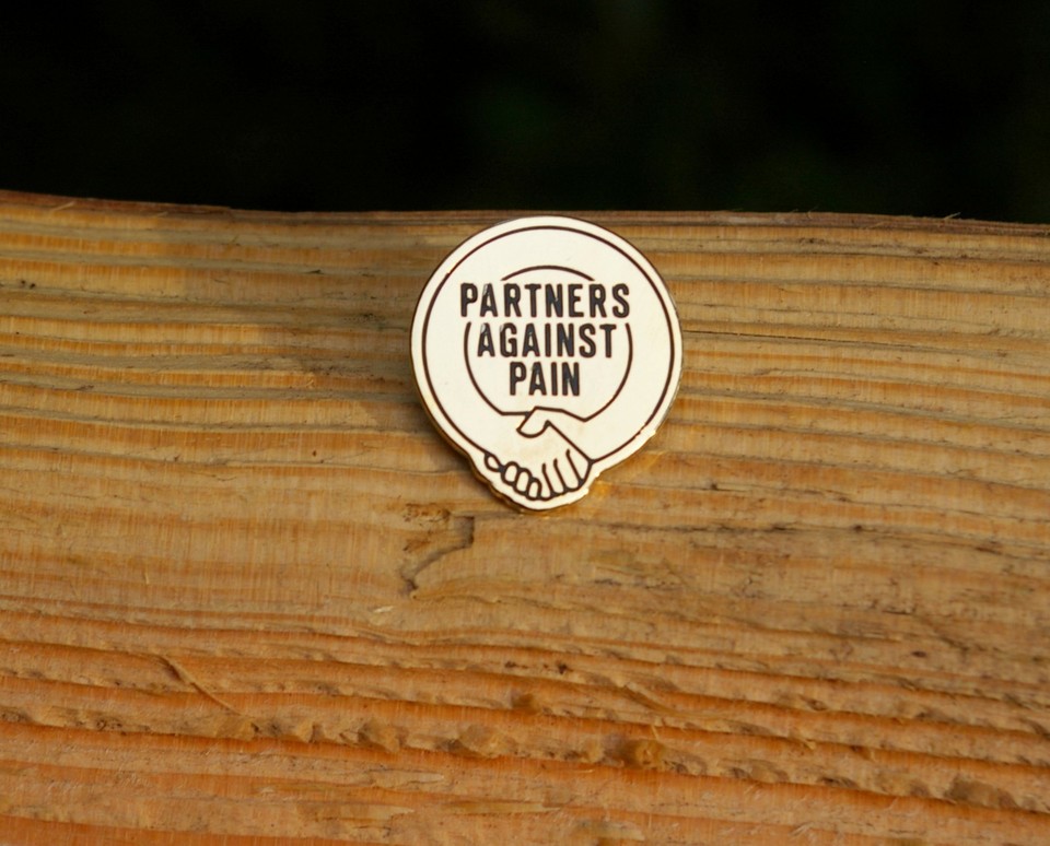 Partners Against Pain Logo Gold Tone Metal & Black Enamel Lapel Pin ...