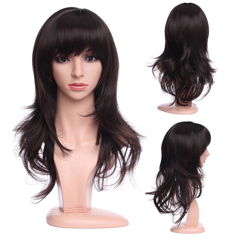 Long Blonde Hair Wigs with Bangs for Women Synthetic Natural Straight ...