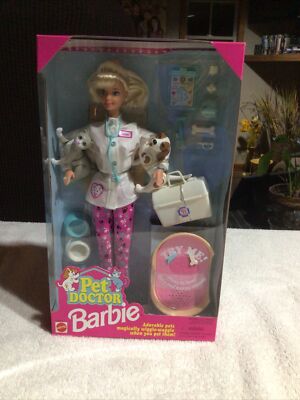 Vintage 1996 Vet Barbie Doll Pet Doctor Veterinarian & Wiggle Waggle ...