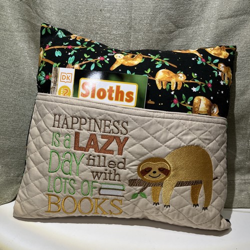 Reading Sloth pillow embroidery design sloths book included 14”x14” | eBay