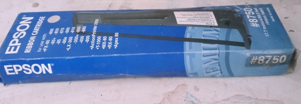 Epson 8750 Black Ribbon Cartridge FX80 85 86 850 870 880 LX300 400 800 ...