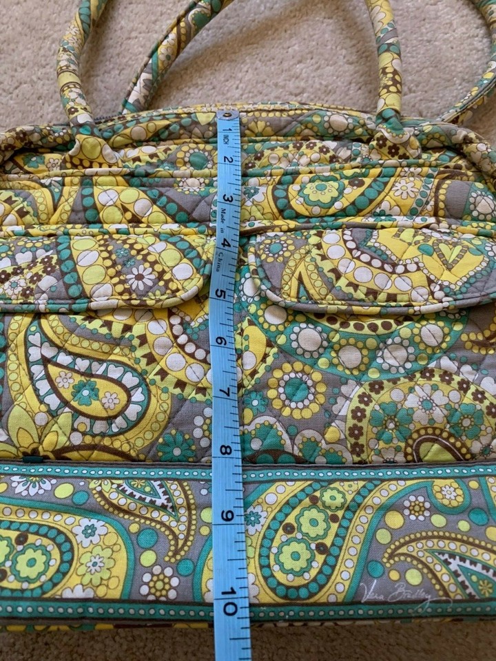 VERA BRADLEY BOWLER LEMON PARFAIT YELLOW GRAY TEAL SATCHEL PURSE BAG | eBay