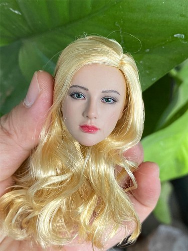 1/6 Scale Blond Curled Hair Girl Head PVC Sculpt Fit 12" PH Female ...
