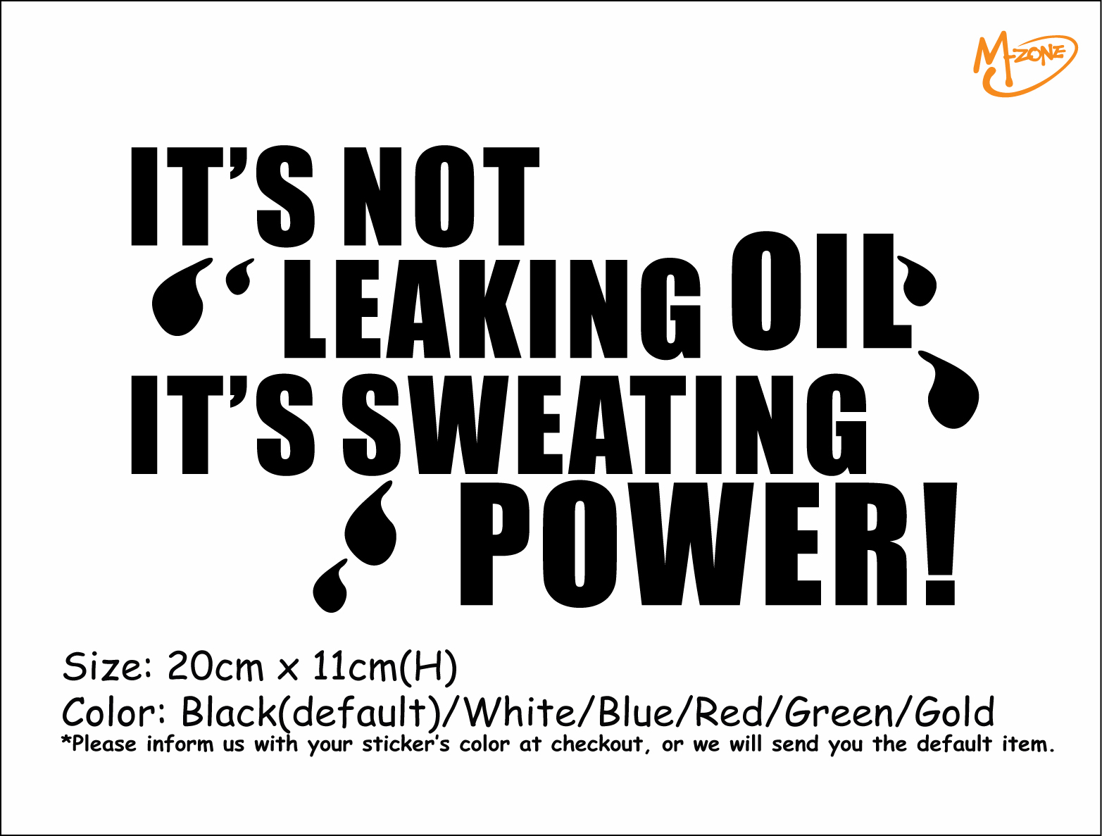 IT'S SWEATING POWER reflective funny Car Stickers Boat Decal Best Gifts ...