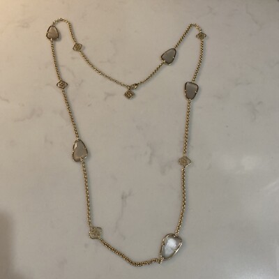 Kendra Scott Kinley Station Necklace Gray Slate Cats Eye Logo Long ...