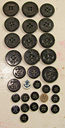 31 PIECES Nautical Anchor Navy merchant marine PEACOAT BUTTONS 5/8" 1-1 ...