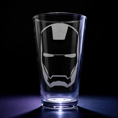 IRON MAN EMBLEM Laser Engraved 16oz Pint Glass | Marvel Superheroes ...