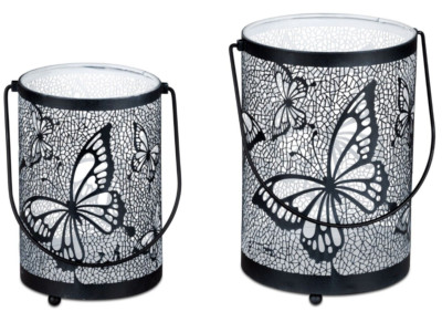 Formano Windlicht Laterne mit Durchbrüchen Metall in schwarz weiß ...