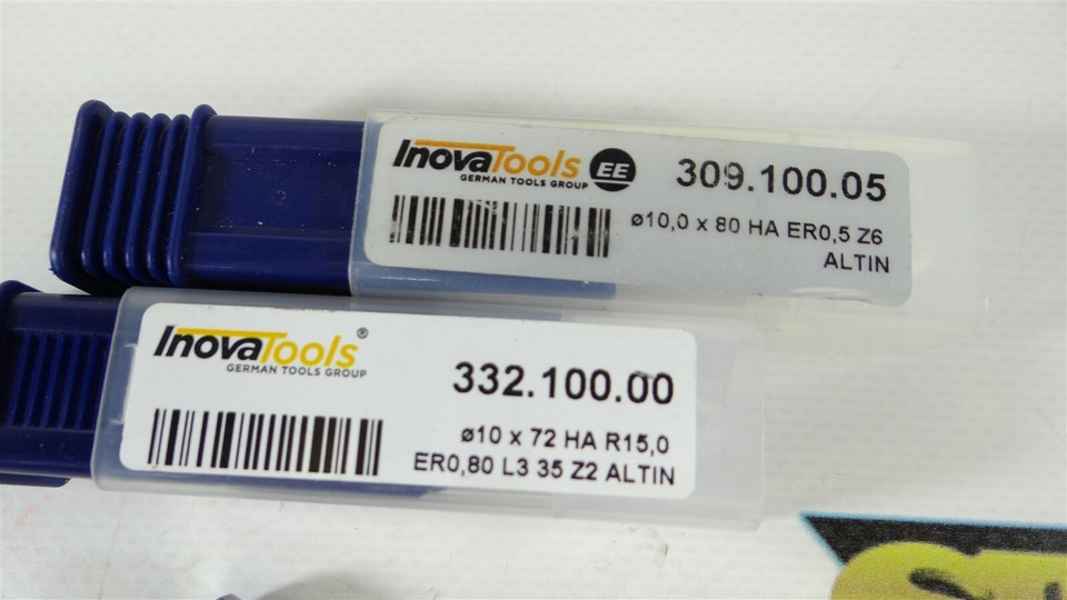 2 NEW INOVA TOOLS SOLID CARBIDE +ALTIN 2 & 6 FL CORNER RADIUS END MILLS ...
