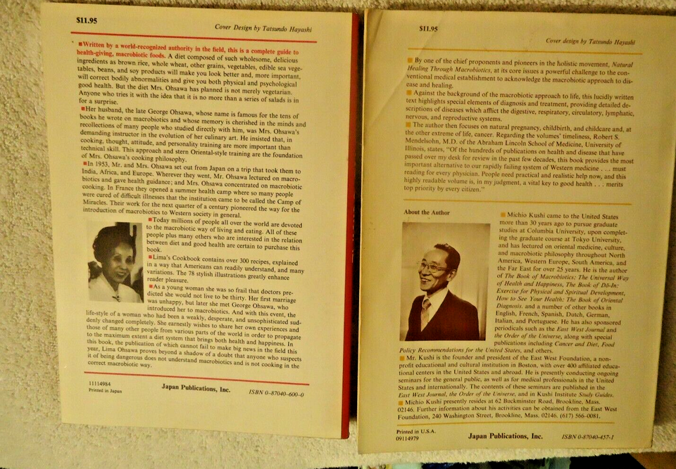 Lot of 2 TPB Macrobiotic Cuisine Lima Ohsawa Natural Healing Thru ...