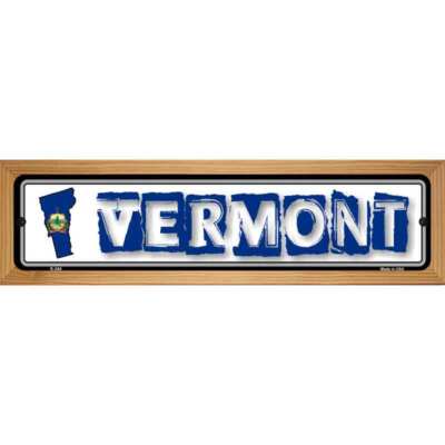 Vermont State Outline Novelty Wood Mounted Metal Small Street Sign WB-K ...