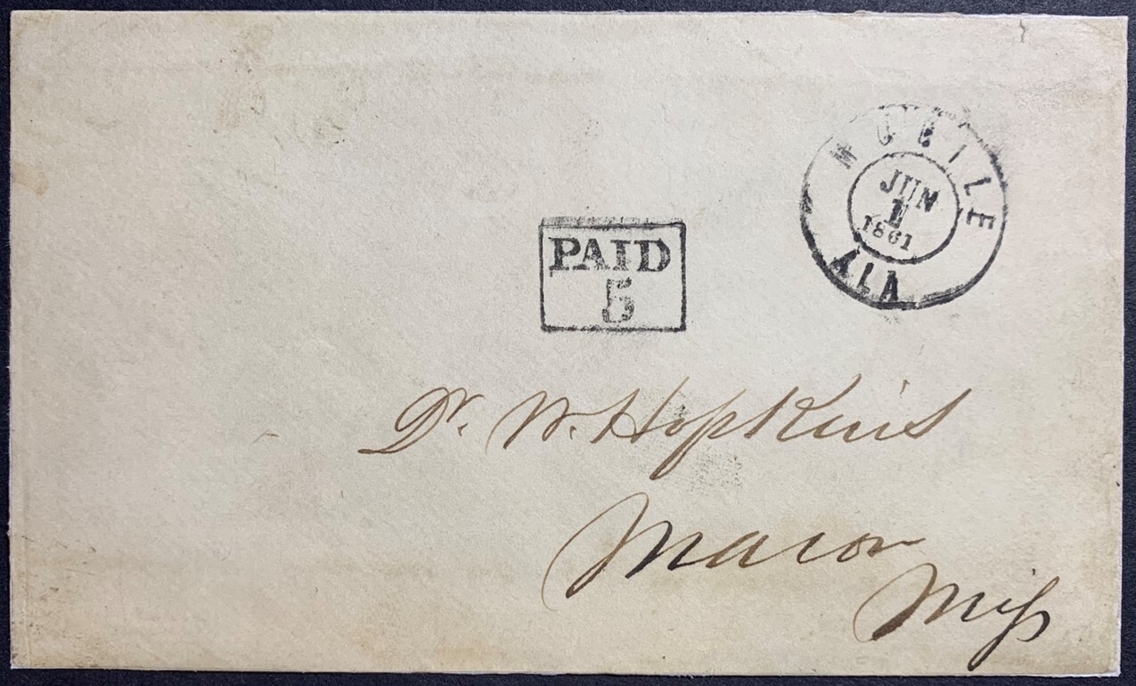 1 June 1861 1st Day Confederate Postal service MOBILE-MACON Civil War ...