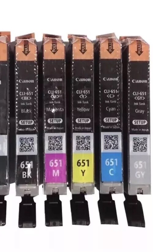 5 x Genuine Canon CLI-651 ink cartridges BK+C+M+Y+GREY for MG7160 ...