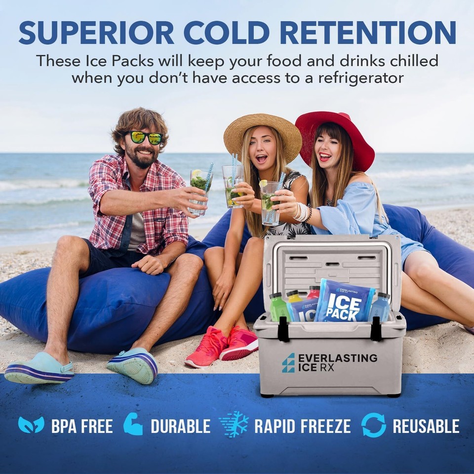 Rapid Performance Reusable Ice Packs for Coolers or Lunch Box 4 Pack Up ...