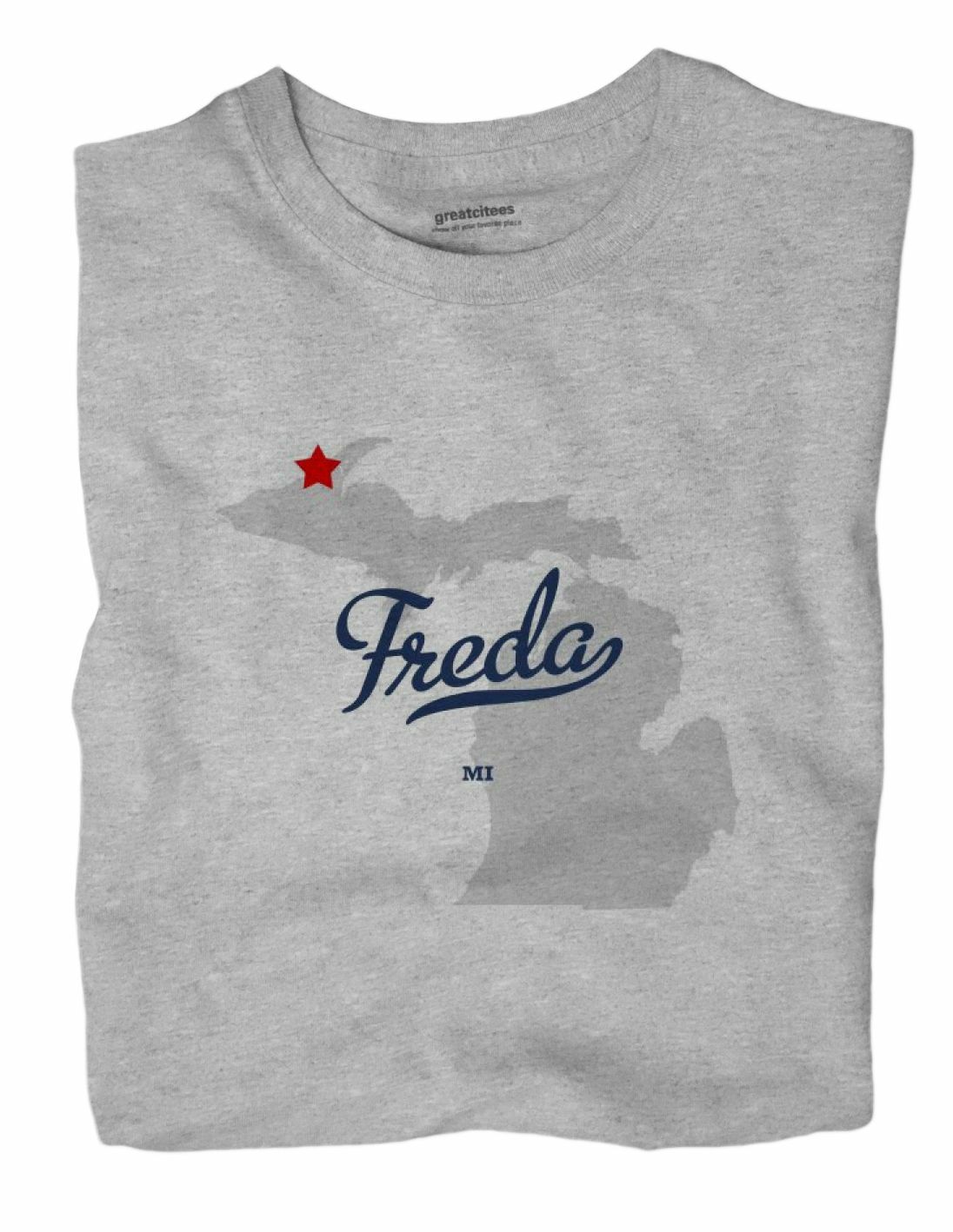 Freda Michigan MI Mich T-Shirt MAP | eBay