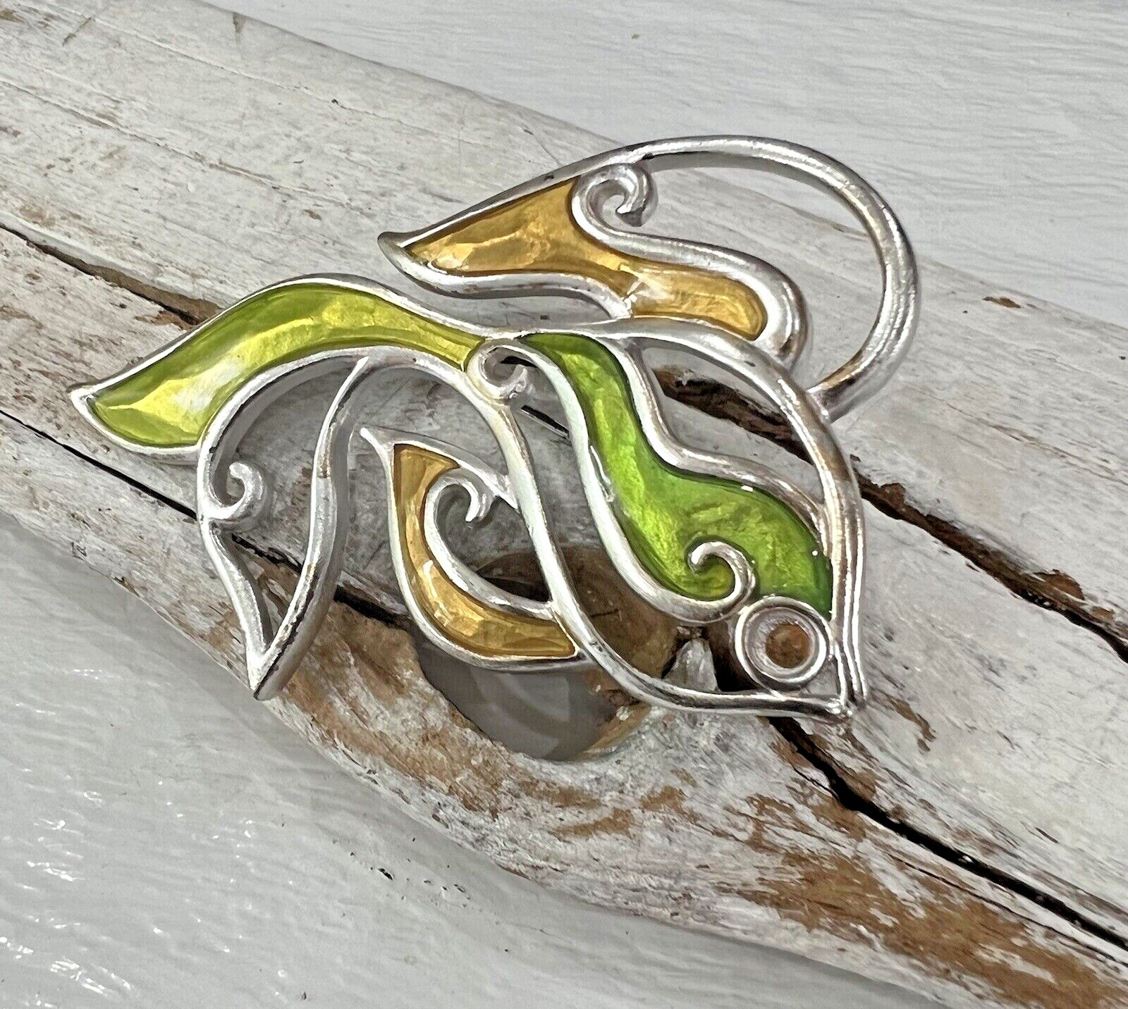 Vintage Signed Givenchy Silver Fish Multicolor Enamel… - Gem