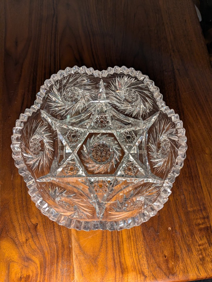 Antique ABP Cut Glass Bowl Clark "Pelham" Pattern 8" Hobstar ...