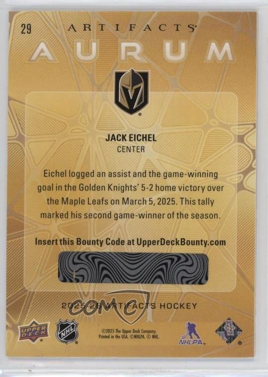 2025-26 Upper Deck Artifacts Aurum Jack Eichel #29 1e5k | eBay