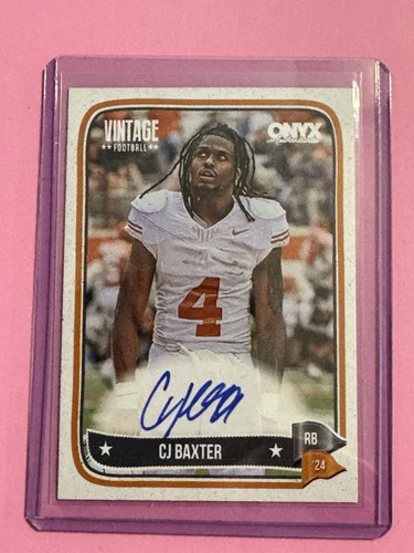 CJ BAXTER 2024 ONYX VINTAGE RC ROOKIE AUTO UNIVERSITY OF TEXAS ...