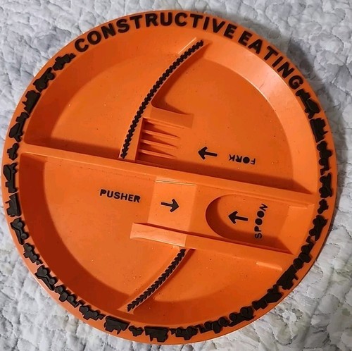 Constructive Eating Construction Plate Orange made in USA, Toddler ...