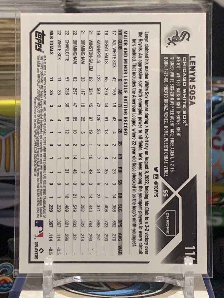 2023 Topps Chrome Lenyn Sosa Pink Refractor Rookie Chicago White Sox ...