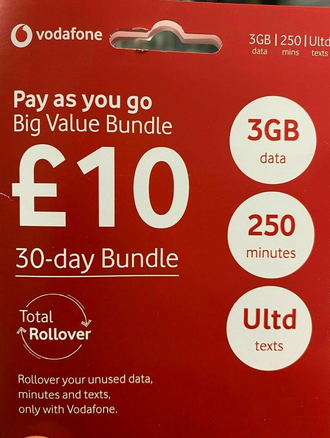 New Vodafone Pay As You Go Sim Card DATA PROMO Triple Cut Vodaphone Sim ...