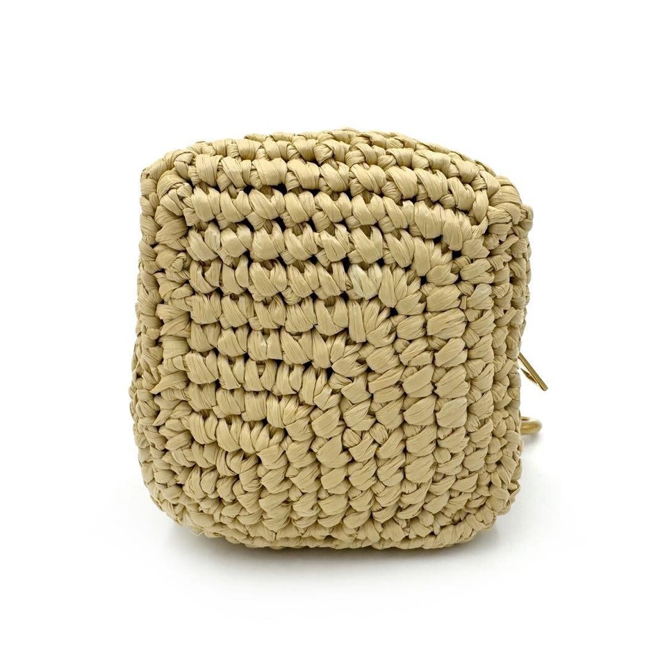 Saint Laurent Jamie Cube Raffia Pouch Bag YSL logo color Beige fashion ...