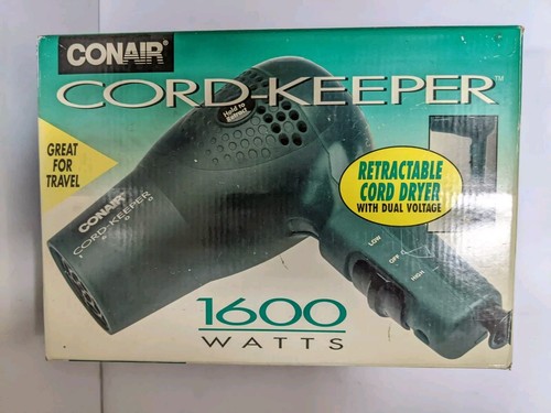 CONAIR Cord-Keeper Dryer 1600 Watts ~Retractable Cord/Dual Heat & Volt ...