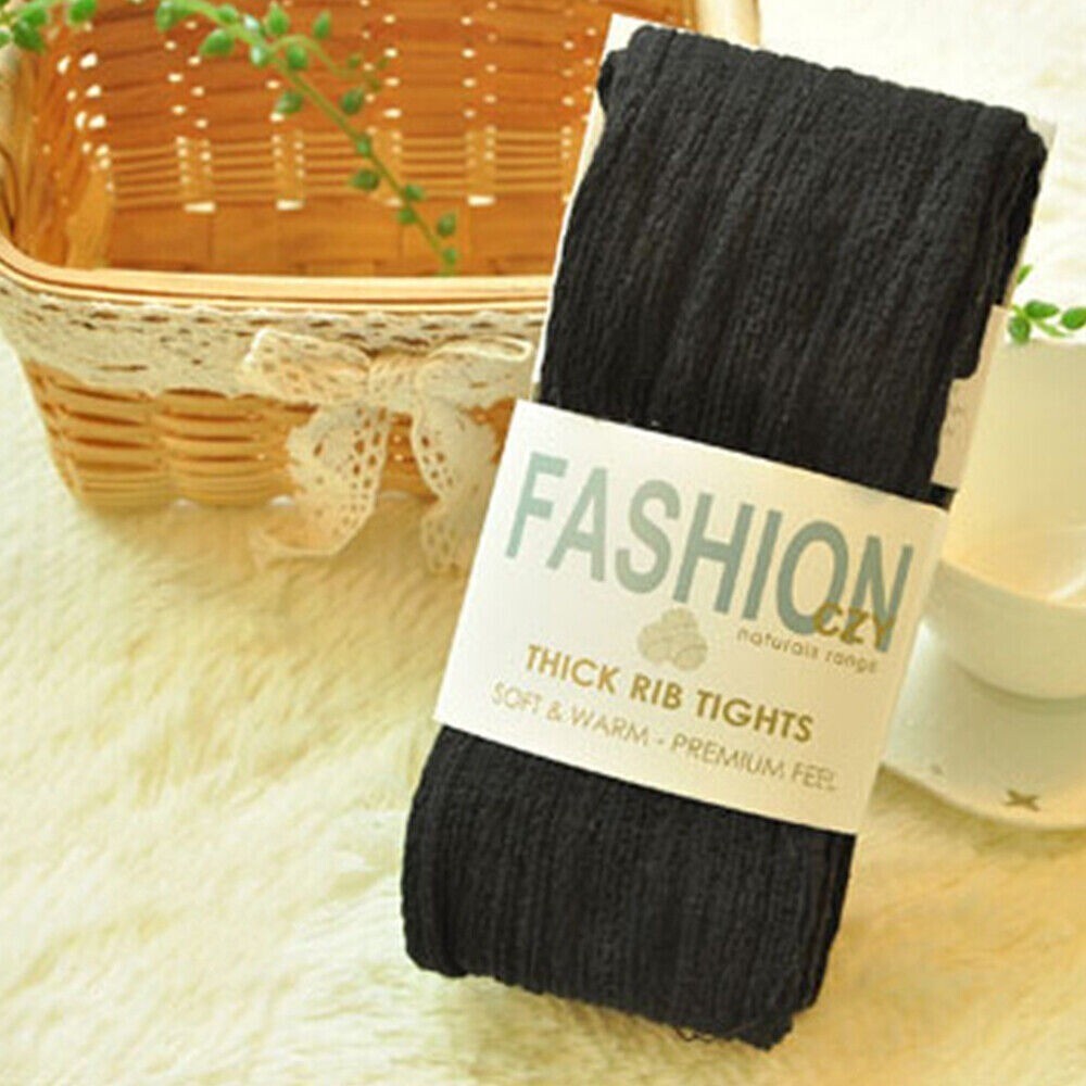 Woolen Tights Yarn Knitted Winter Stretch Stockings Footed Tights Women ...