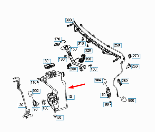 MERCEDES-BENZ Clase C W205 Limpiaparabrisas Tanque A2058690020 Original ...
