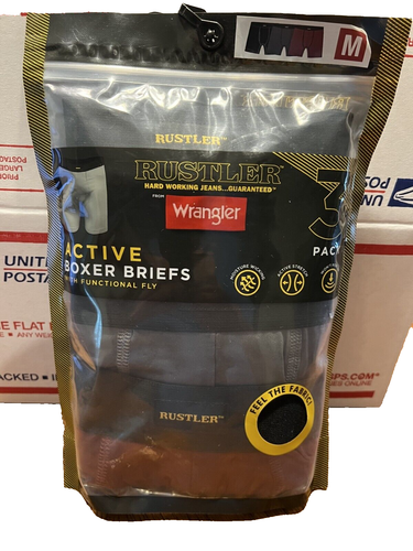 Wrangler Rustler 3-Pack Active Boxer Briefs Men's MED Moisture-Wicking ...