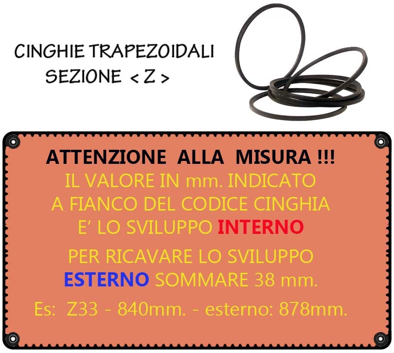 Cinghia trapezoidale Z44 Z45 Z46 Z47 Z48 Z49 Z50 Z51 Z52 Z53 Z54 Z55 ...