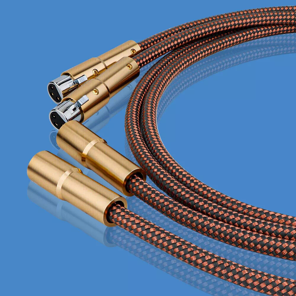 Pair 6N OFC Copper Audio Balanced Cable Gold Plated XLR Plug ...