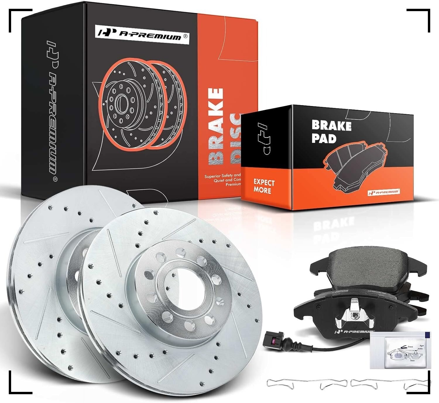 Front Drilled Rotors & Ceramic Brake Pads for VW Jetta Beetle Golf ...