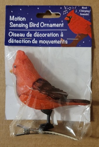 MOTION SENSING ORNAMENT ~ Chirping Red Cardinal Song Bird Clip ~ NEW ...