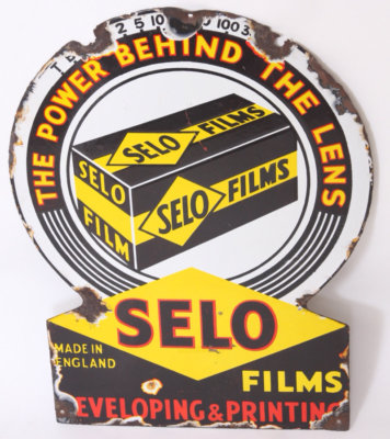 Selo camera Film Porcelain sign double sided vintage antique photo ...