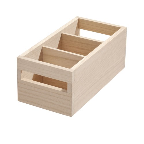 iDesign Natural Wood Packet 25.4x12.7cm Divided Storage Organiser Bin w ...