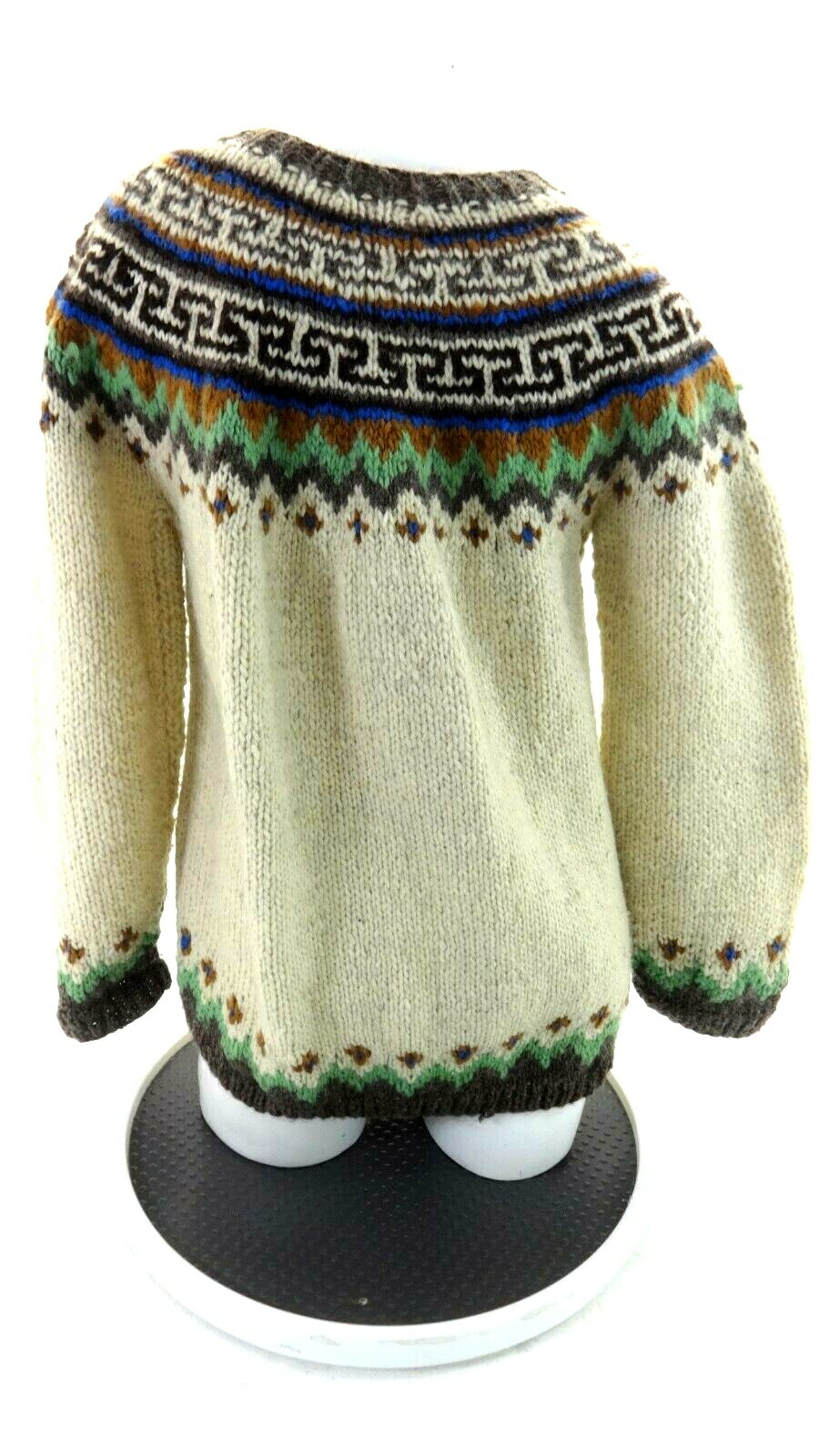 HANDMADE WOMEN'S MULTI COLOR HEAVY WOOL KNIT GEOMETRIC PATTERN SWEATER ...